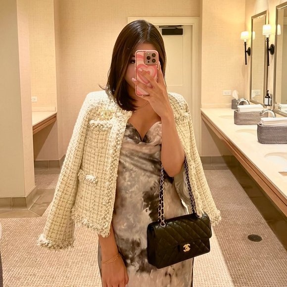 Beulah | Jackets & Coats | Beulah Pearl Detailed Tweed Jacket Medium ...